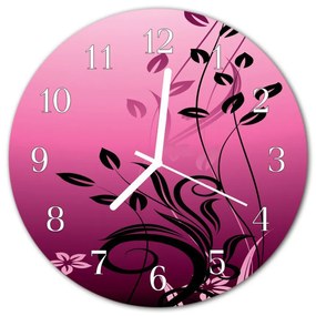 Skleněné hodiny kulaté Květiny umění fi 30 cm