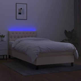 Box spring postel s matrací a LED krémová 100x200 cm textil 3133378