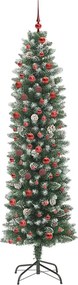 Umělý štíhlý vánoční strom Zelená a bílá 210 cm 3395305