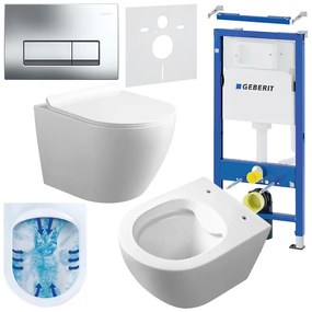 BPS-koupelny Podomítkový modul Geberit DuoFix s WC mísou MU-WH-RIM-01 + ovládací tlačítko Delta 50 chrom
