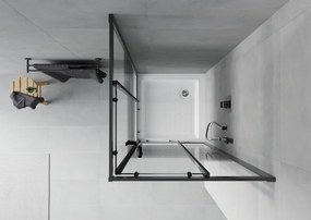 Mexen Rio čtvercový sprchový kout 80 x 80 cm, černé pruhy, černý + vanička, bílý - 860-080-080-70-20-4510