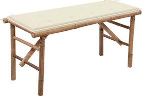 vidaXL Skládací zahradní lavice s poduškou 118 cm bambus [3063859] Barva: krémová