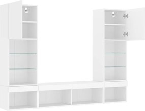 5dílná obývací stěna s LED osvětlením bílá kompozitní dřevo 3216690