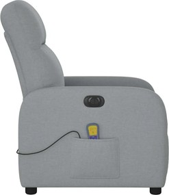 Elektrické masážní polohovací křeslo světle šedé textil 3302962