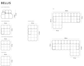 Tmavě šedá sametová pohovka 285 cm Bellis – Micadoni Home