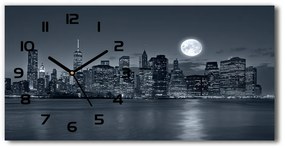 Wallmuralia Skleněné hodiny na stěnu tiché New York noc 60x30 cm