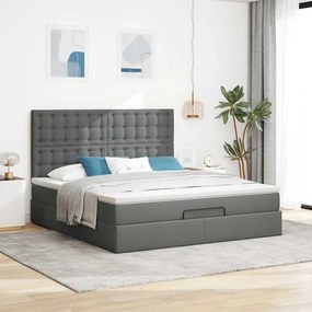 Osmanský rám postele s matrací tmavě šedá 180x200cm textil 3314191