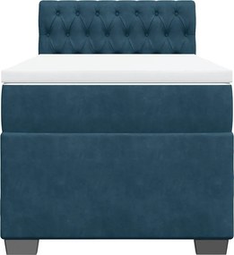 Box spring postel s matrací tmavě modrá 90x200 cm samet 3286220