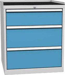 KOVOS Zásuvková dílenská skříň DPO 03A [světle šedá, rýhovaná guma s rámečkem v. 30 mm]