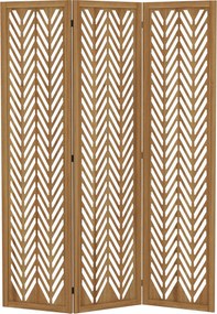 HOMCOM Skládací Paraván se 3 Panely 120x1.7x170 cm Přírodní Dřevo s Geometrickým Vzorem pro Kancelář a Ložnici | Aosom