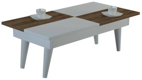 Hanah Home Konferenční stolek Castrum - White, Walnut, Bílá, Ořech