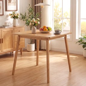 Costway Jídelní stůl z bambusu, čtvercový pro 2-4 osoby – 70 × 70 cm