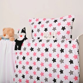 Povlečení dětské hvězdičky růžové EMI, Dětský set 90x130 + 45x65