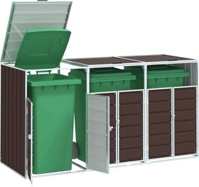 vidaXL Box na 3 popelnice 216 x 81 x 115 cm ocel [4006182] Barva: Hnědá