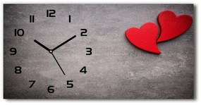 Wallmuralia Skleněné hodiny na stěnu tiché Červené srdce 60x30 cm