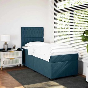 Box spring postel s matrací modrá 80 x 200 cm samet 3293072