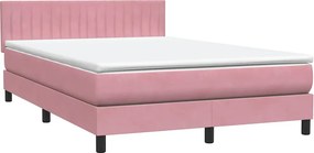Box spring postel s matrací a LED růžová 160x210 cm samet 3317084