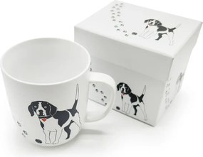 Hrnek Aport, 400 ml – New Bone China, černobílý pes, dárková krabička