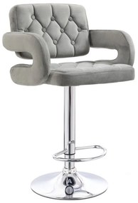 LuxuryForm DESIGN Barová židle ADRIA VELUR s kulatou stříbrnou podstavou - šedá
