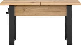 Rozkládací polohovací konferenční stolek HOGO 3v1 | 120-157x62,5-74,5x67 cm | síla horní desky 32 mm | dub artisan/černé nohy