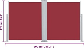 vidaXL Zatahovací boční markýza / zástěna 170 x 600 cm [48471] Barva: krémová