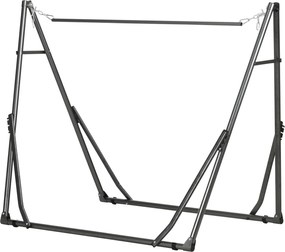 Houpací síťový stojan Outsunny, skládací 2 v 1, stojan na oblečení pro terasu, zahradu, dvorek, nosnost až 120kg, ocel, 290 x 92 x 88cm | Aosom