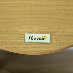 PawHut pelíšek pro kočky k montáži na stěnu Lehátko pro kočky s ochranným okrajem a polštářem, dub+krémově bílá, Ø34x10,5 cm| Aosom