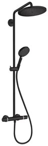 Hansgrohe Croma Select S, Showerpipe 280 1jet EcoSmart 9 l/min s termostatem a ruční sprchou Raindance Select S 120 3jet, černá matná, HAN-26891670