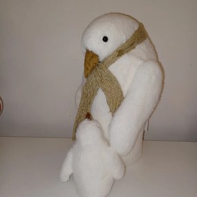 Dekorace tučňák plyšový rodinka 24 × 16 × 31 cm, polystyren, plyš, bílá