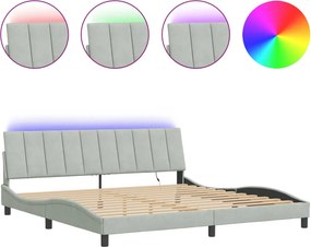 Rám postele s LED osvětlením bez matrace Hanko světle šedý 200 x 200 cm samet 3213799