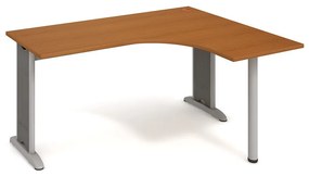 Stůl ergo oblouk levý 160×120 cm - Hobis Flex FE 60 L Dekor stolové desky: třešeň, Barva nohou: Stříbrná