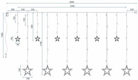 LED závěs CD002-138 barevné hvězdy, s dálkovým ovládáním