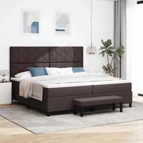 Postel s boxspringem s čelo Tmavě hnědá 200 x 200 cm textil 3344173