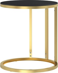 Odkládací stolek zlatý a černý 45 cm tvrzené sklo 331662