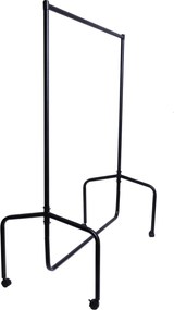 HOMCOM Stojan na oblečení s kolečky, pevný kovový rám, nosnost 140 kg, 180 x 60 x 170 cm, černá ocel