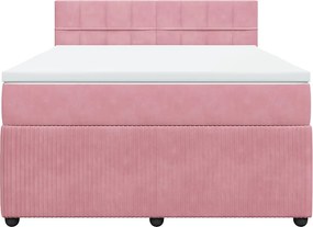 Box spring postel s matrací růžová 140x200 cm samet 3290063