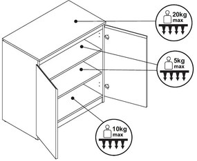 Skříňka 2-dveřová Carlos, dub artisan, 75 cm