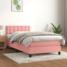 Box spring postel s matrací růžová 100x200 cm samet,  3141532