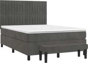 Box spring postel s matrací tmavě šedá 140x200 cm samet 3137966