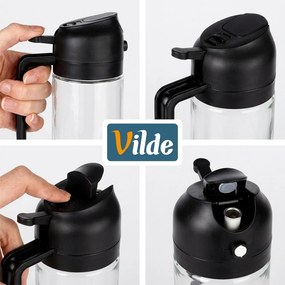 VILDE Skleněný rozprašovač a dávkovač na olej 2v1 450ml - čiré sklo