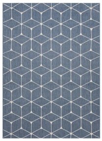 koberec FLAT 48721/591 SISAL 3d kostka modry velikost 140x200 cm | krásné koberce cz