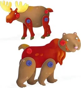QUERCETTI Stavebnice Tecno Medvěd a los / 3D puzzle / 26 dílků / od 4