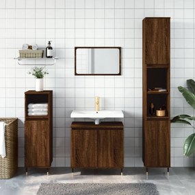 3dílný set koupelnového nábytku hnědý dub kompozitní dřevo,  3190274