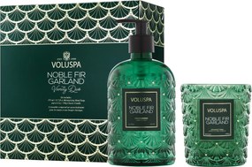 dárková sada Noble Fir Garland, tekuté mýdlo ve skle 375 ml + svíčka 184 g