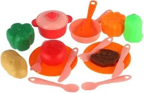 TEDDIES Sada nádobí v ošatce / Dětská kuchyňka / plast / v síťce / od