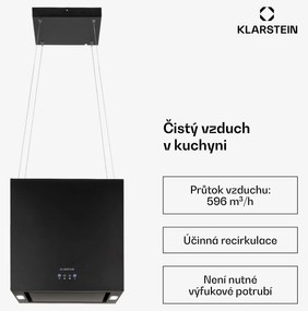 Klarstein Kronleuchter, digestoř, 44 cm, ostrůvková, 596 m³/h, LED panel, A, černá