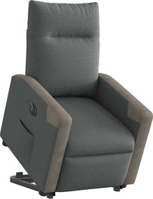 Elektrické zvedací polohovací křeslo tmavě šedé textil 3324101