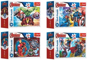 Minipuzzle 54 dílků Avengers/Hrdinové 4 druhy v krabičce 9x6,5x4 cm (1 ks)
