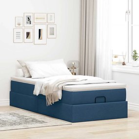 Osmanský rám postele s matrací modrá 100x200cm textil 3311091