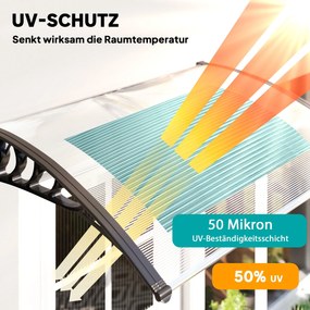 Outsunny Přední Dveřní Kryt 89 x 122 cm z Polykarbonátu, Zakřivený Kryt s UV Ochrannou, Sluneční Clona proti Dešti pro Venku, Bílý